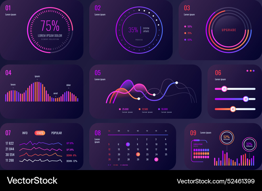 Professional dashboard element collection Vector Image