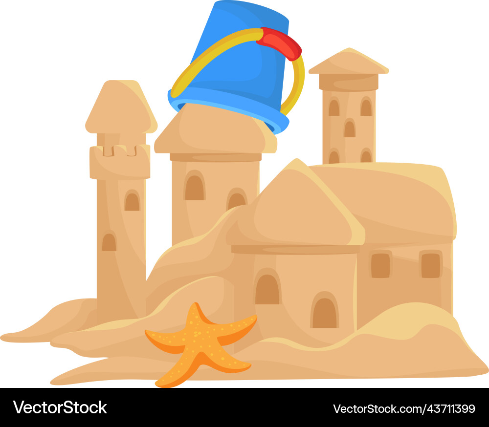 Sand castle childish building summer beach Vector Image
