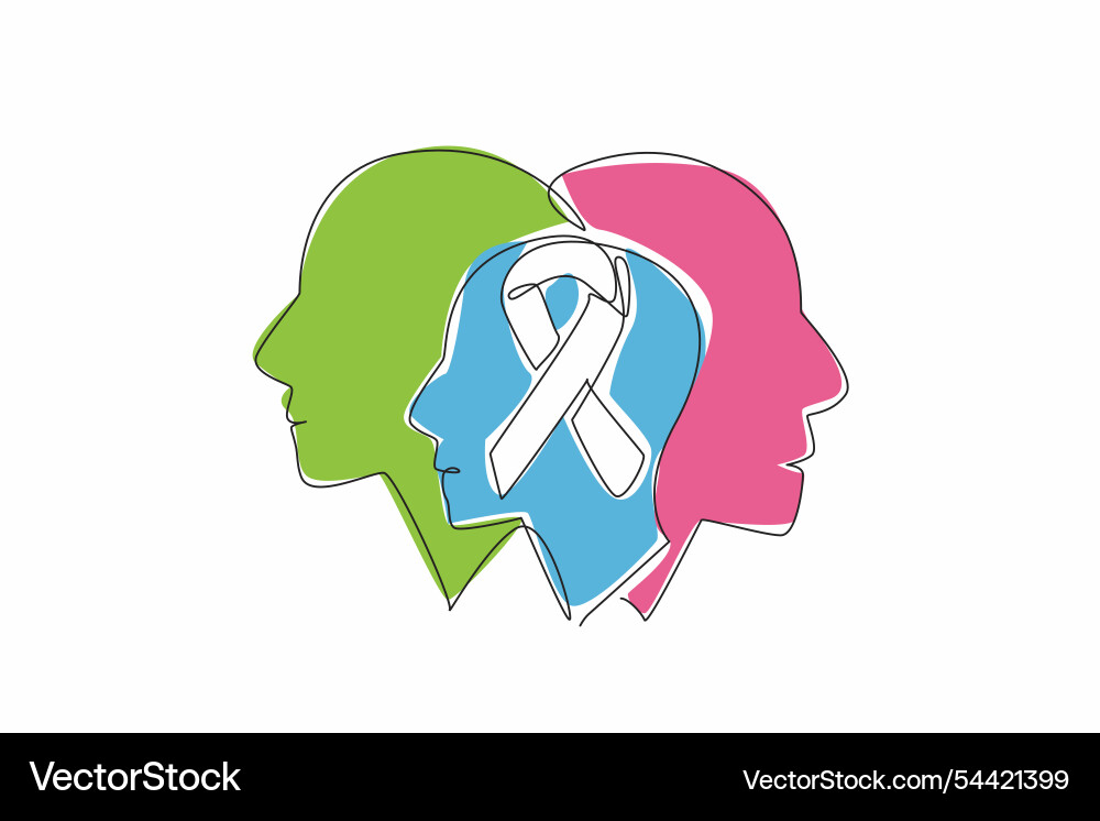 Single one line drawing three overlapping Vector Image