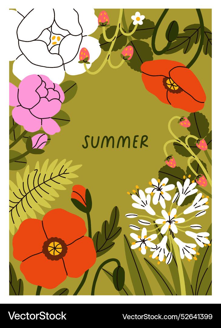 Summer card with flower blossoms botanical Vector Image