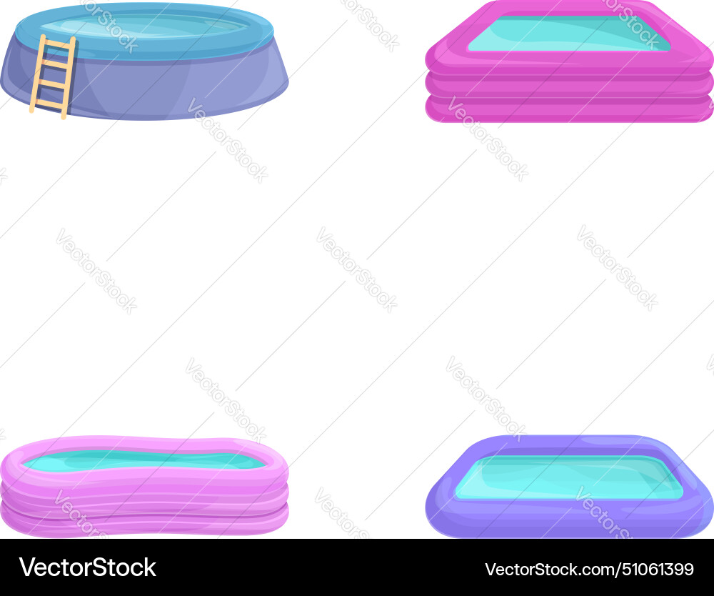 Swimming pool icons set cartoon inflatable Vector Image