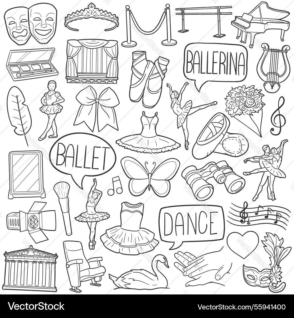 Ballet Line Art Icons Royalty Free Vector Image