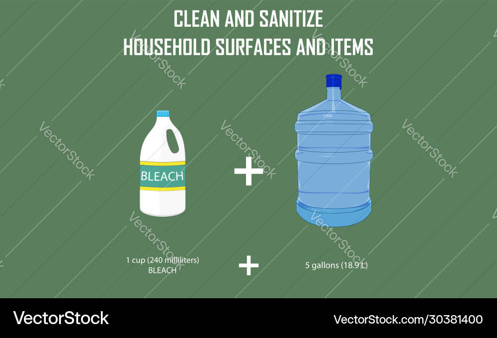 Bleach & Water Solution for Cleaning Vector Image