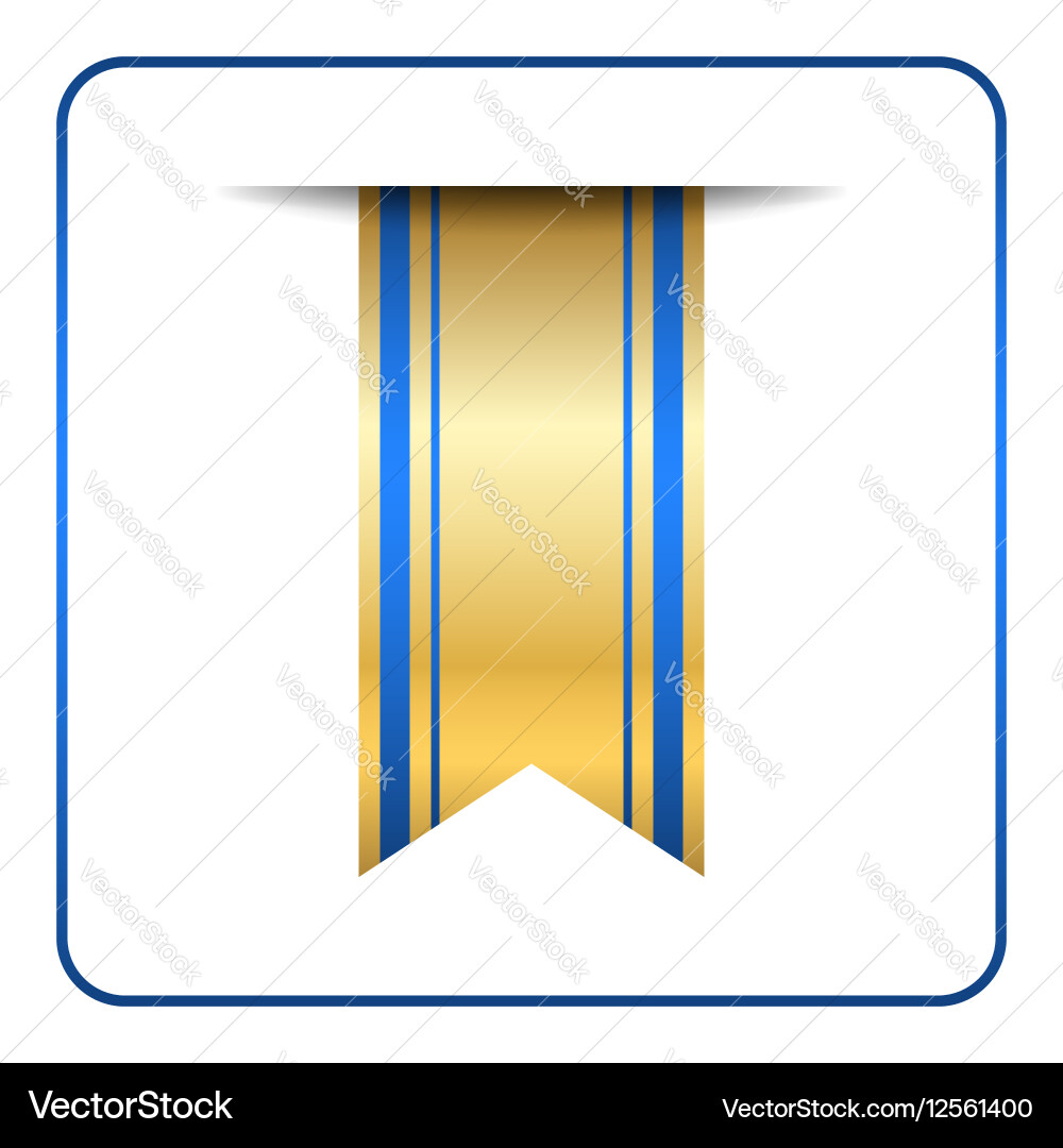 Blue bookmark banner gold Royalty Free Vector Image