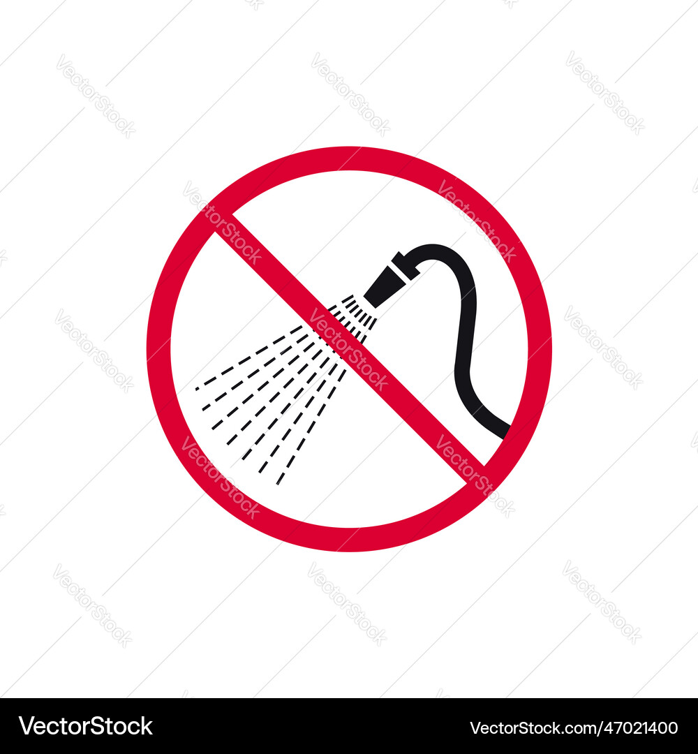 Do not spray with water prohibited sign forbidden Vector Image
