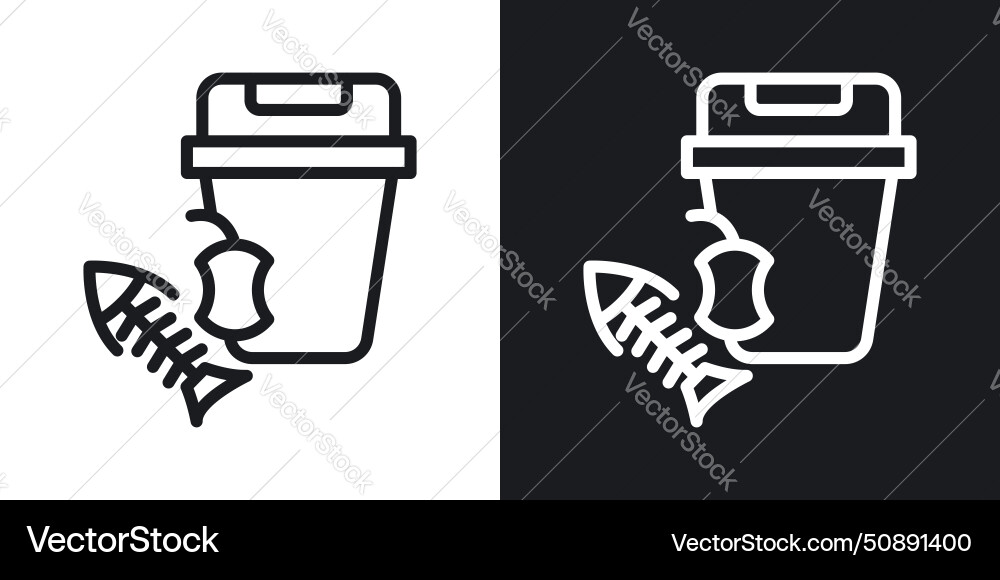 Food waste icon set trash symbol Royalty Free Vector Image