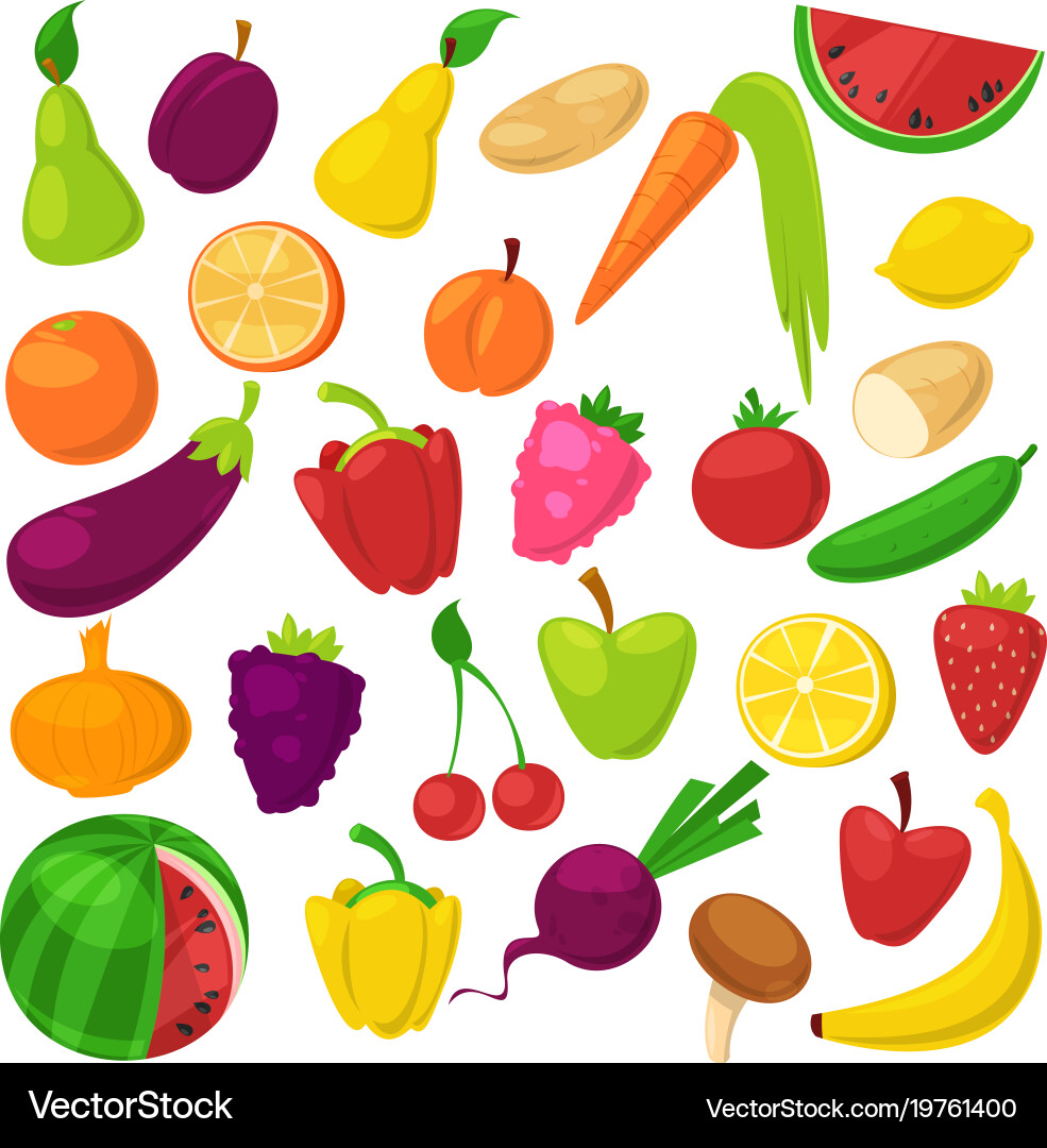 Fruits vegetables healthy nutrition Royalty Free Vector