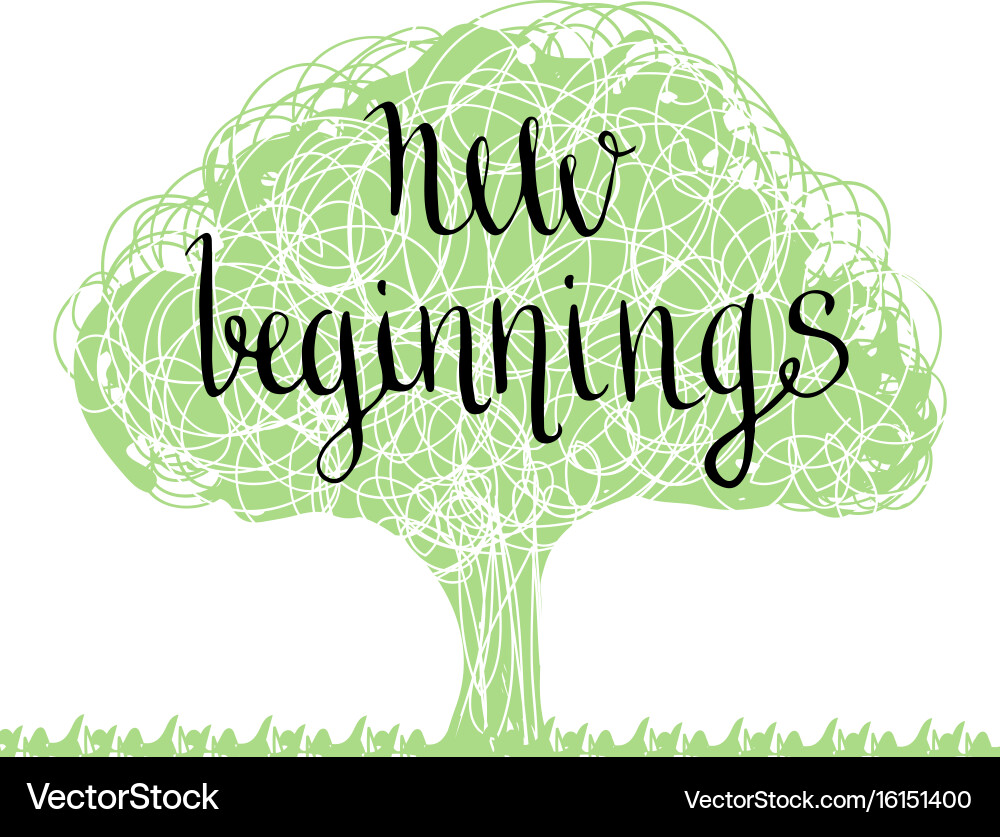 Handwritten phrase - new beginning handdrawn Vector Image