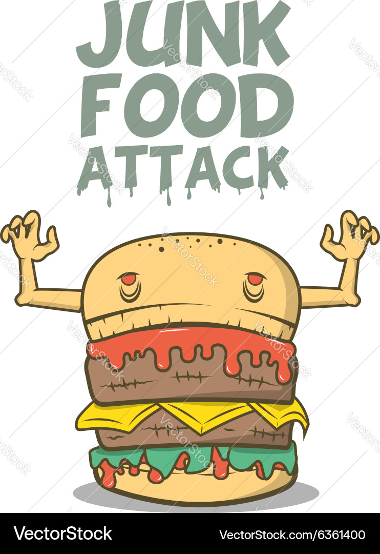 Junk food attack Royalty Free Vector Image - VectorStock