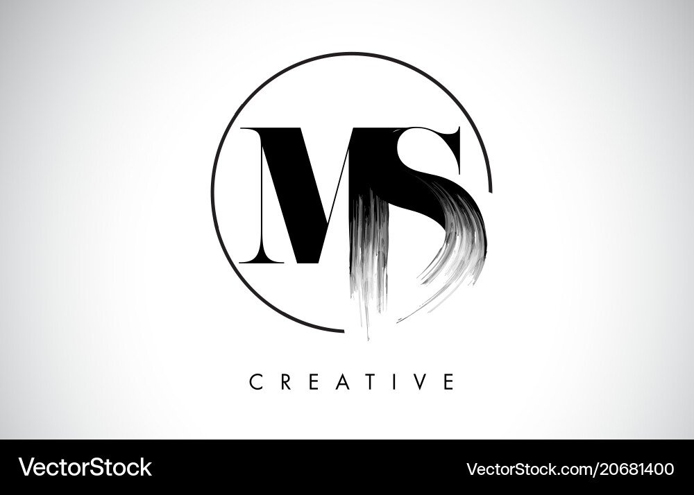 Ms brush stroke letter logo design black paint Vector Image