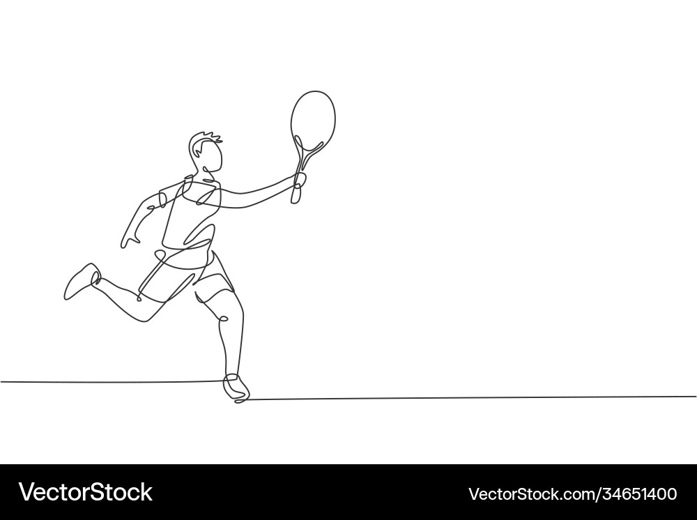 Single continuous line drawing young agile man Vector Image