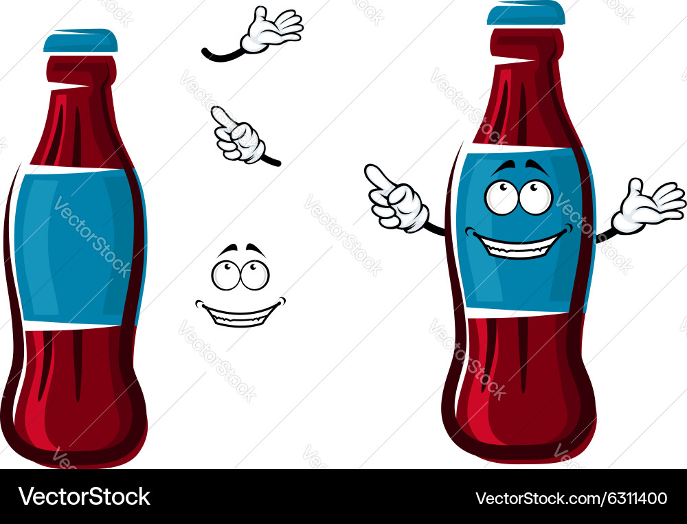 Smiling Soda Bottle Cartoon Royalty Free Vector Image