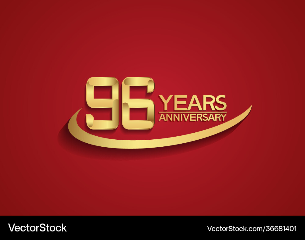 96 Jahre Jubiläum Logo-Stil mit swoosh Lizenzfreier Vektor