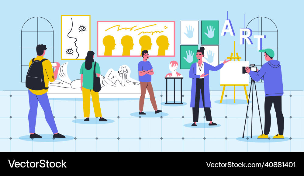 Art gallery flat Royalty Free Vector Image - VectorStock