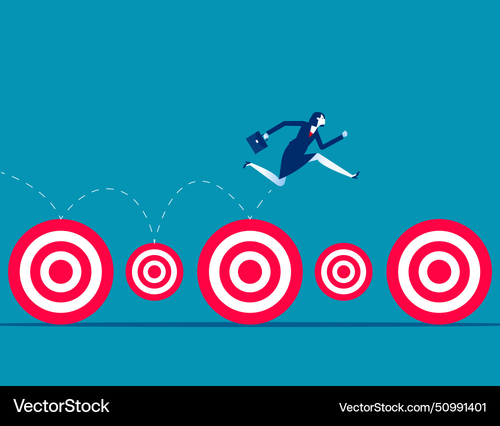 Businesswoman keeps leaping forward on big Vector Image