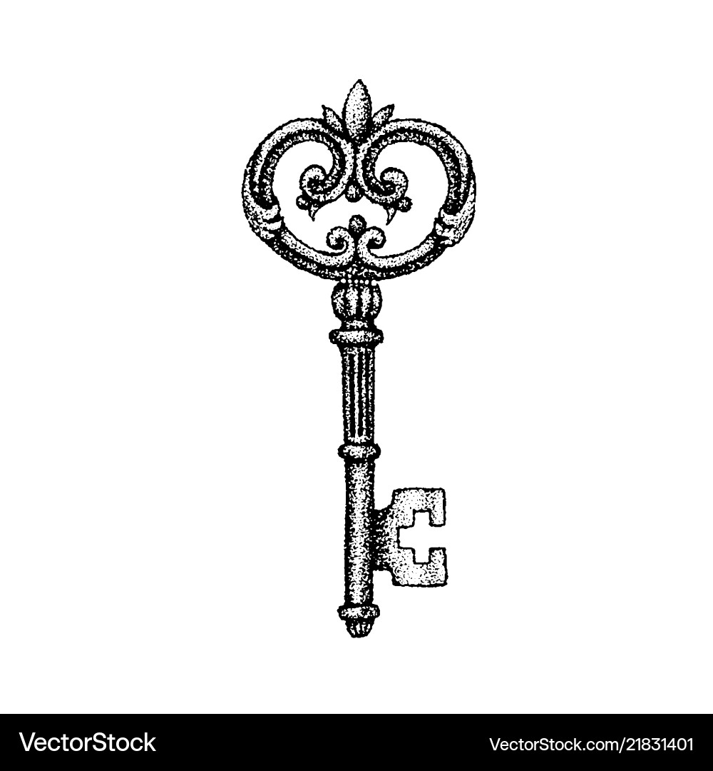 Dotwork ancient key Royalty Free Vector Image - VectorStock