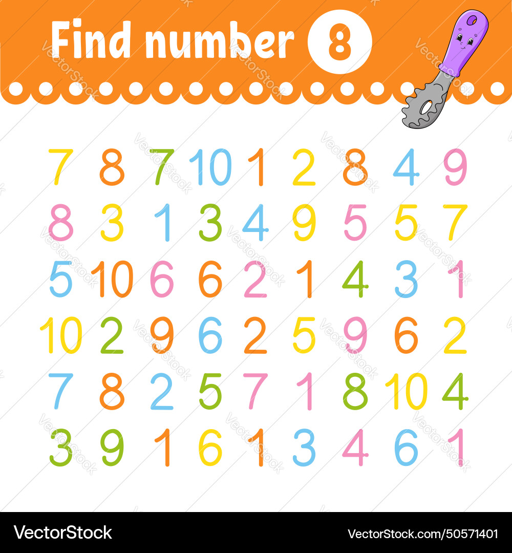 Find number education developing worksheet Vector Image