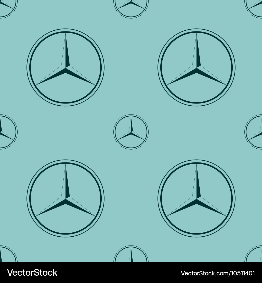 Mercedes benz emblem on blue background Royalty Free Vector