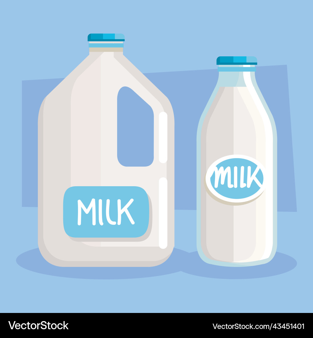 Milk bottle and jar Royalty Free Vector Image - VectorStock