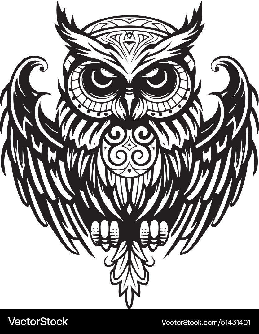 Owl - black and white Royalty Free Vector Image