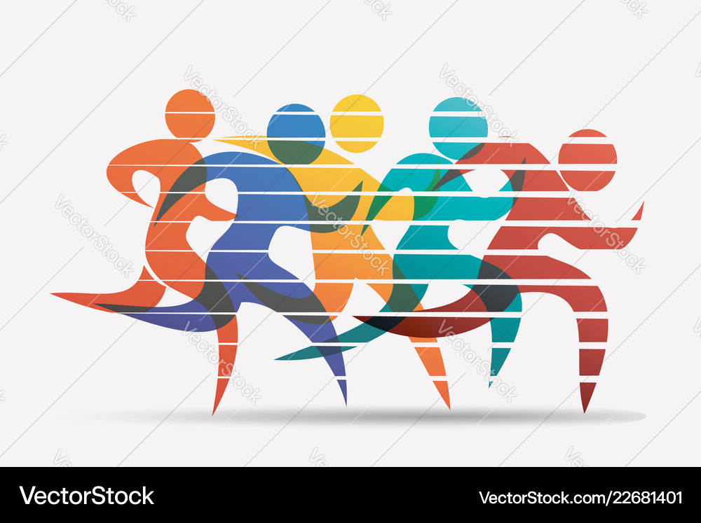 Running people set of stylized icons Royalty Free Vector