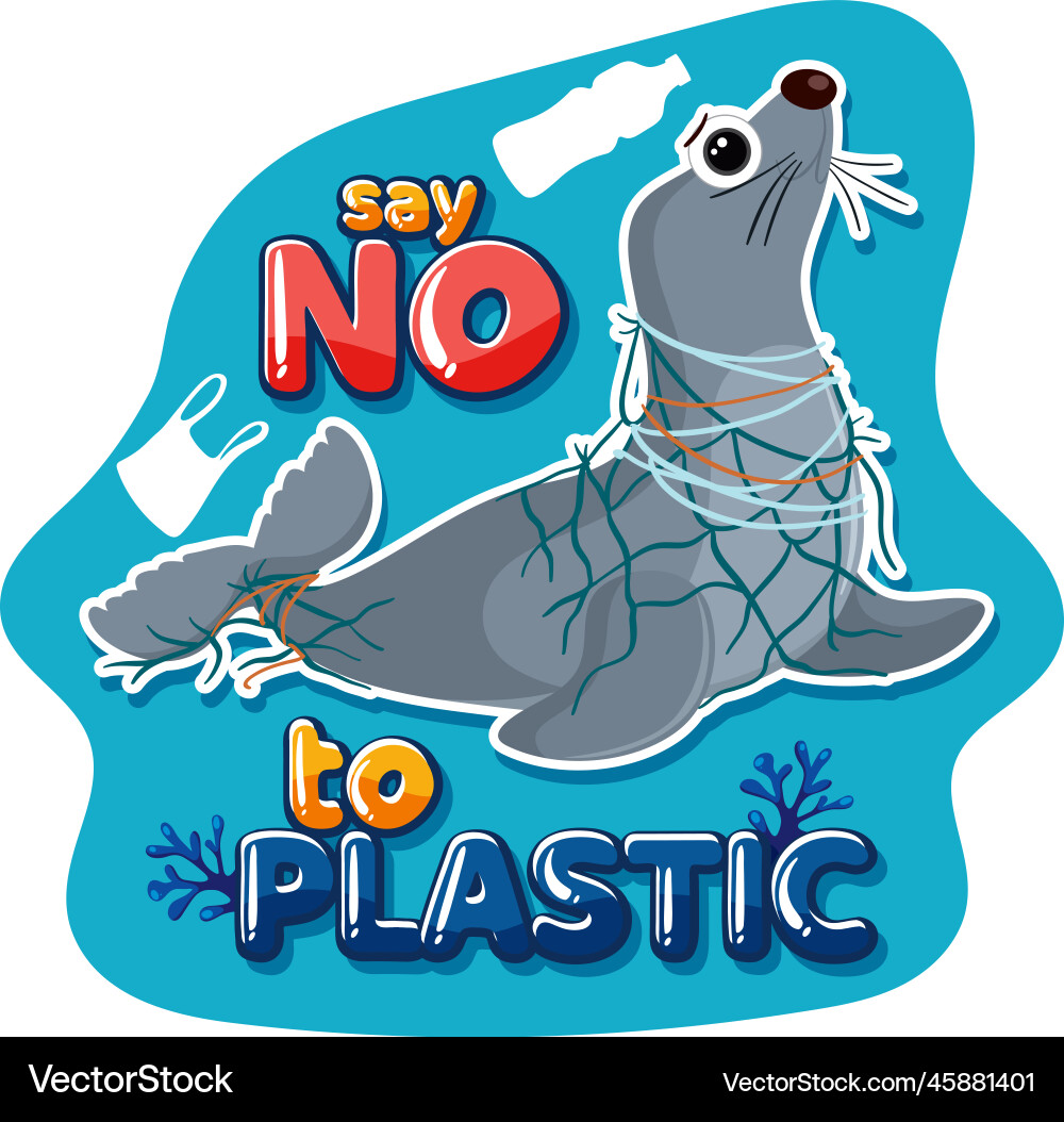 Save Our Seals: No Plastic Logo Royalty Free Vector Image