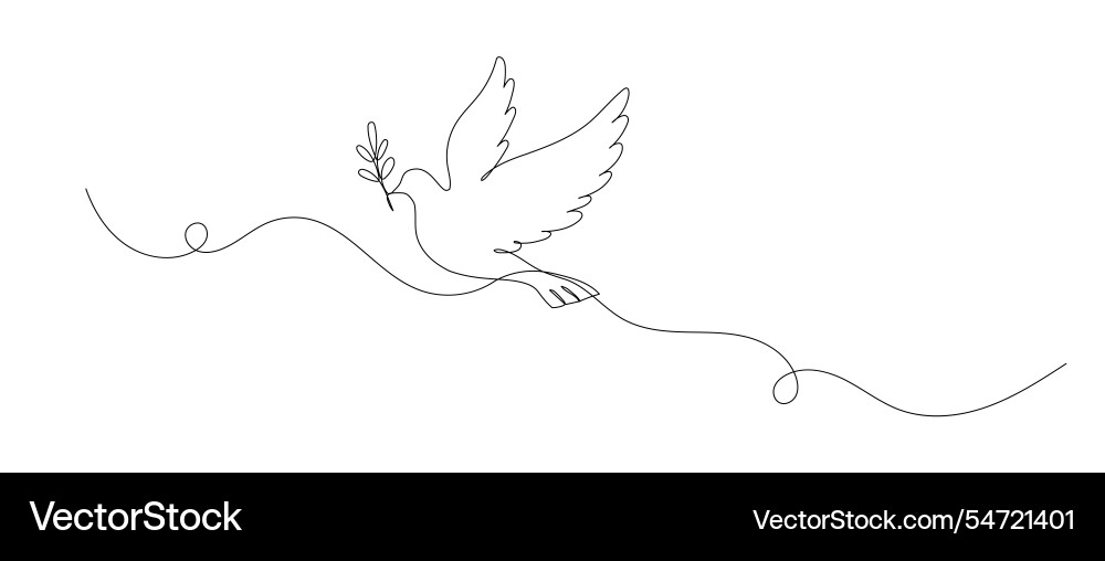 Single Line Dove with Olive Branch Royalty Free Vector Image