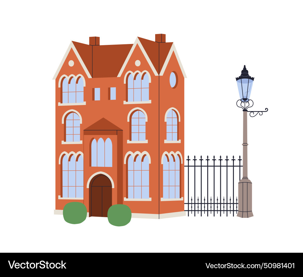 Victorian building facade old european Royalty Free Vector