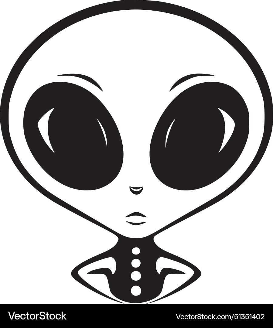Alien - black and white Royalty Free Vector Image