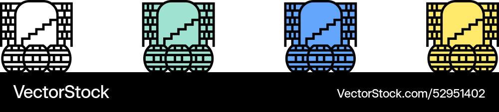 Cellar icon outline green blue and yellow style Vector Image
