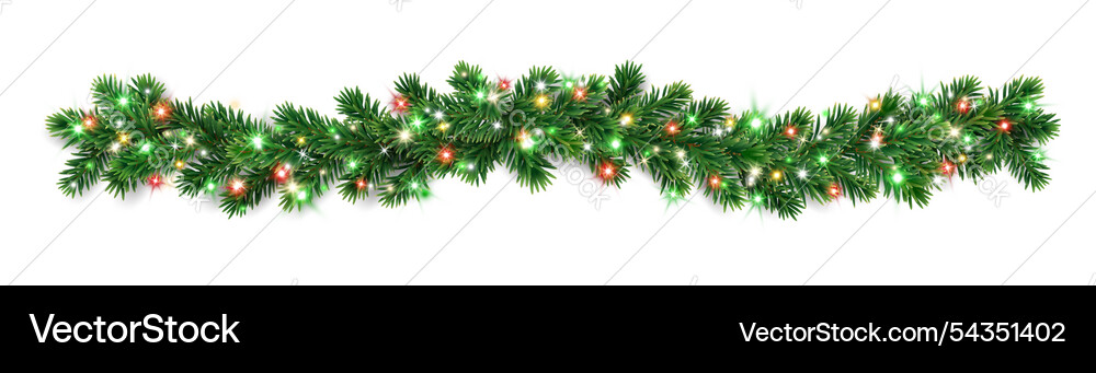 Christmas tree garlands realistic pine-tree Vector Image