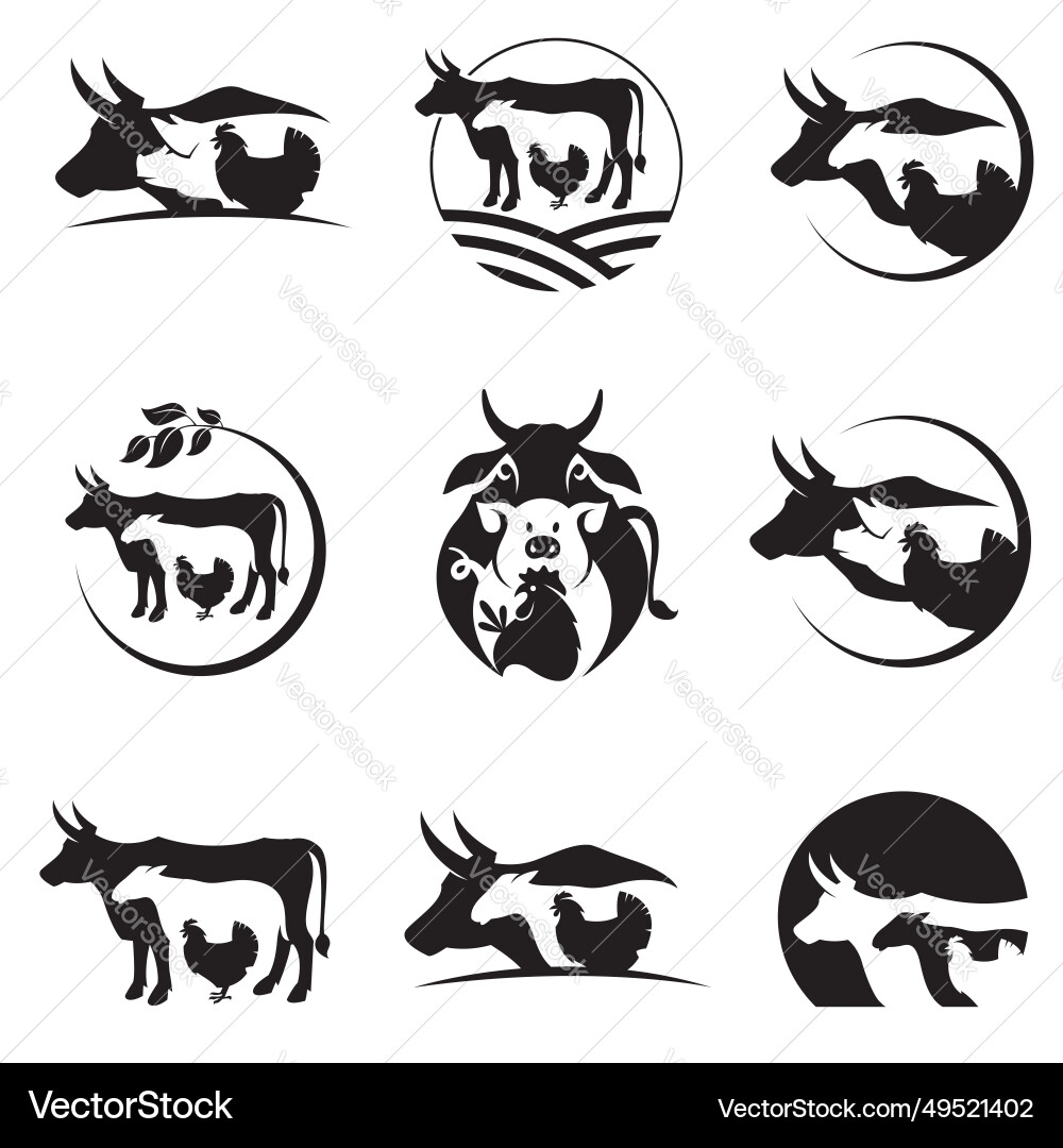 Farm animals set Royalty Free Vector Image - VectorStock