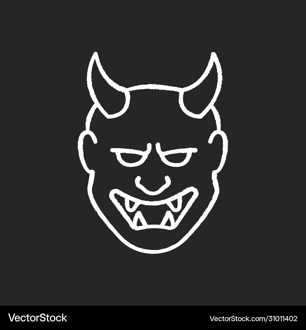 Japanese mask chalk white icon on black Royalty Free Vector