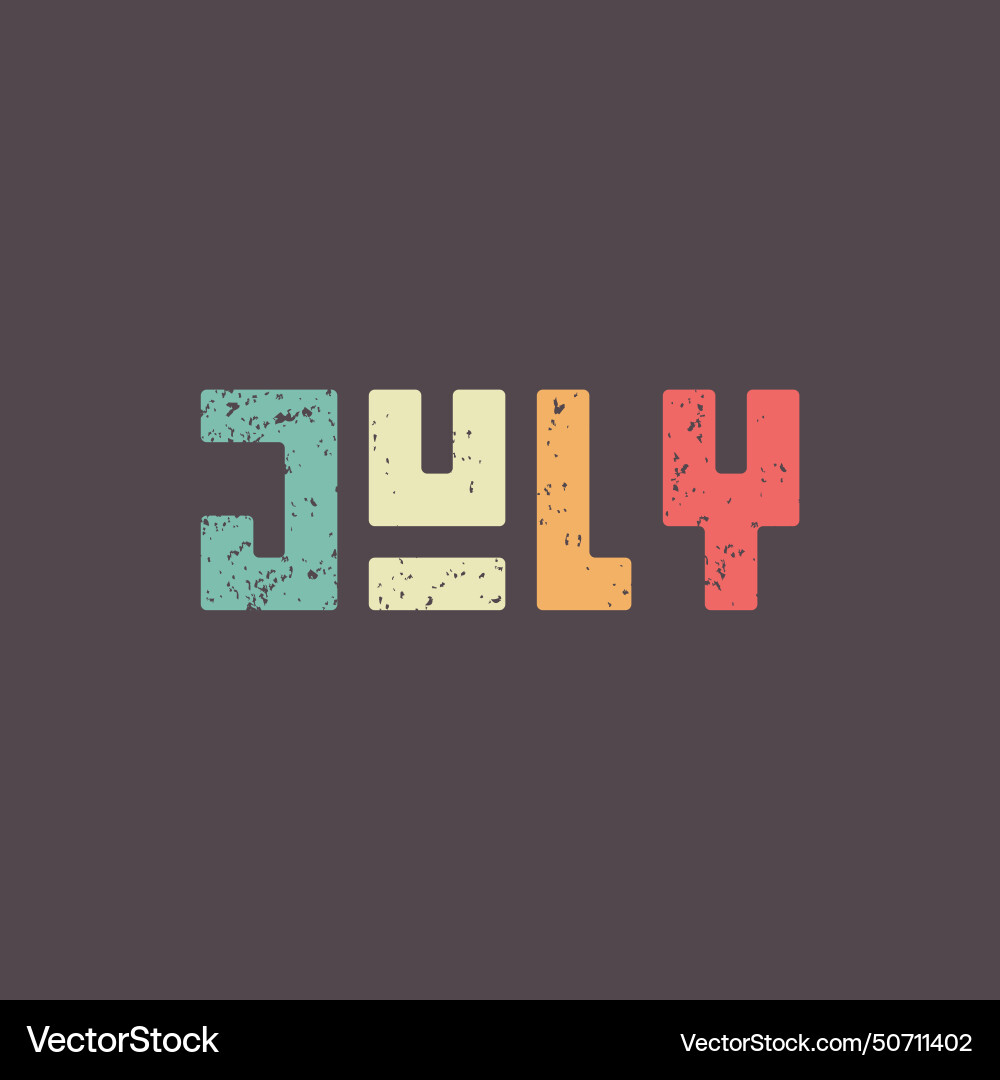 July lettering style Royalty Free Vector Image