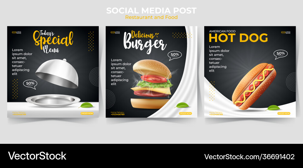 Set editable minimal square banner template Vector Image