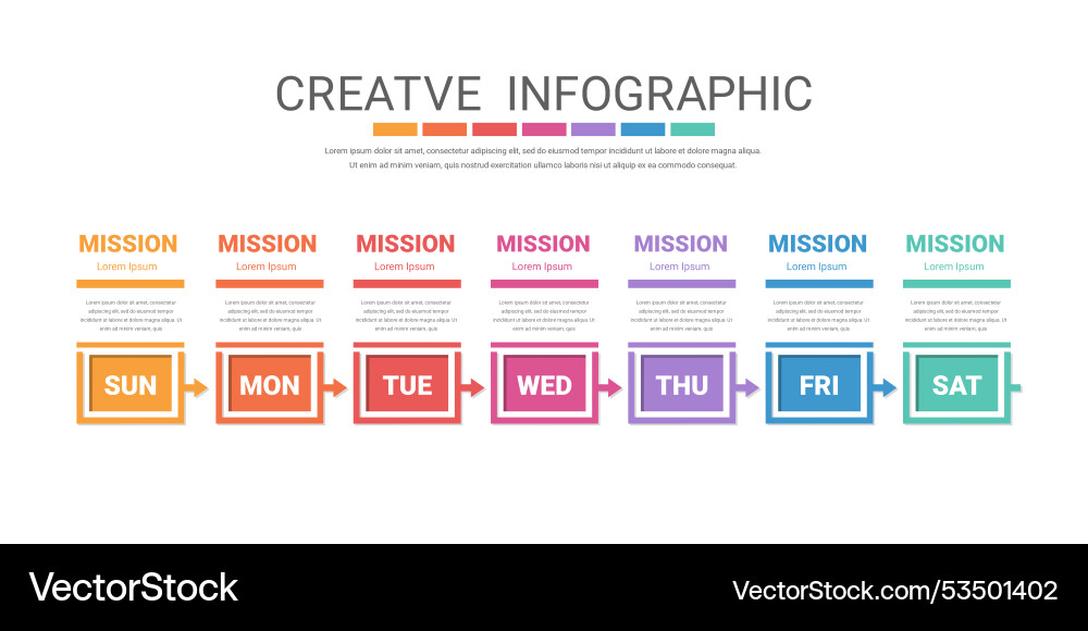 Timeline business for 7 day week Royalty Free Vector Image