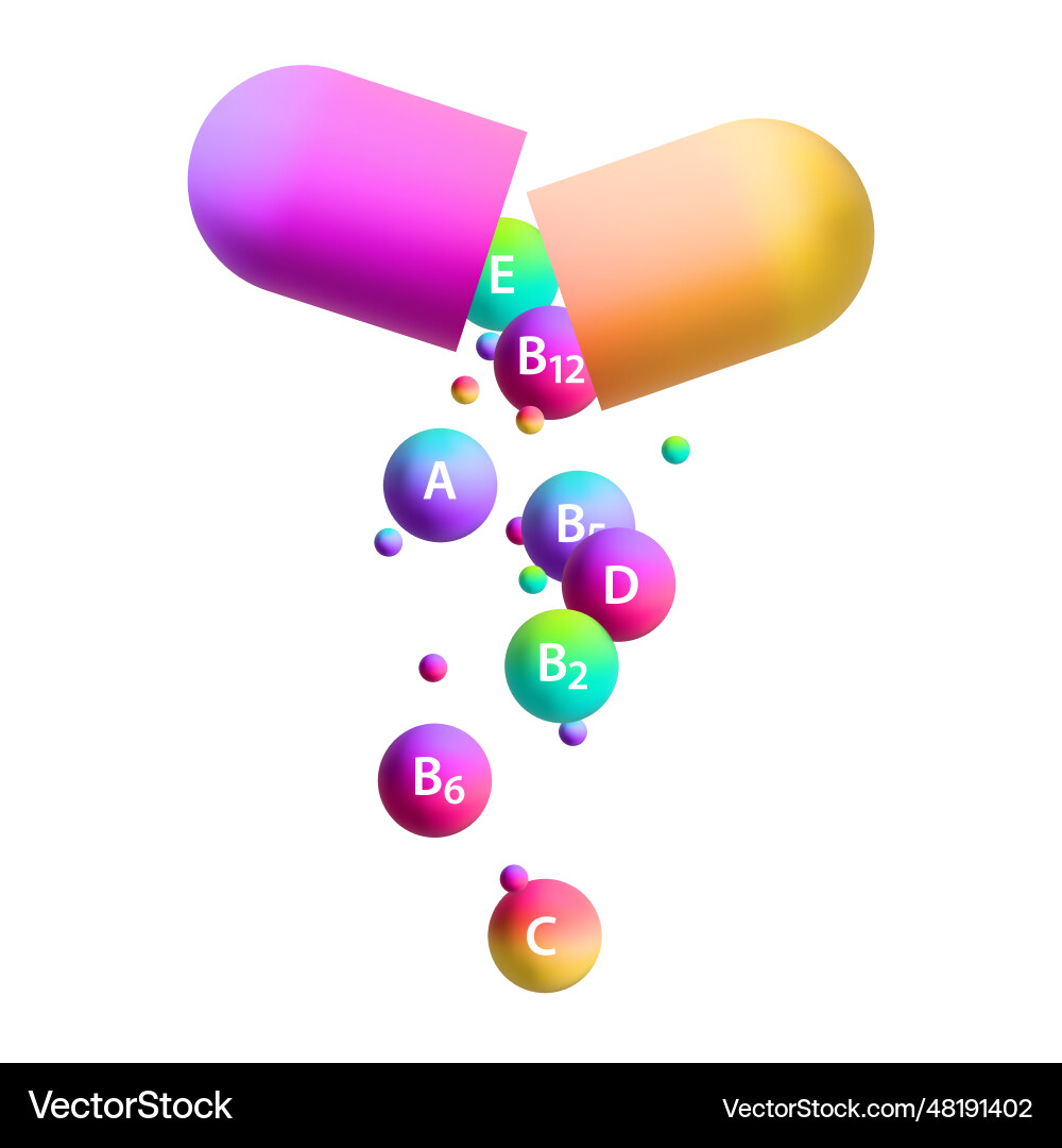 Vitamin Capsule & Health Bubbles Royalty Free Vector