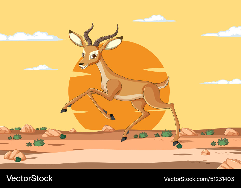 A gazelle running in desert Royalty Free Vector Image