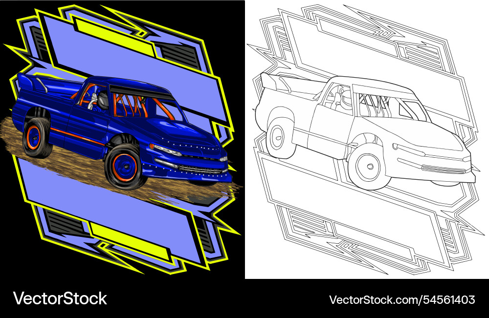 Blue drag racing car with strip Royalty Free Vector Image