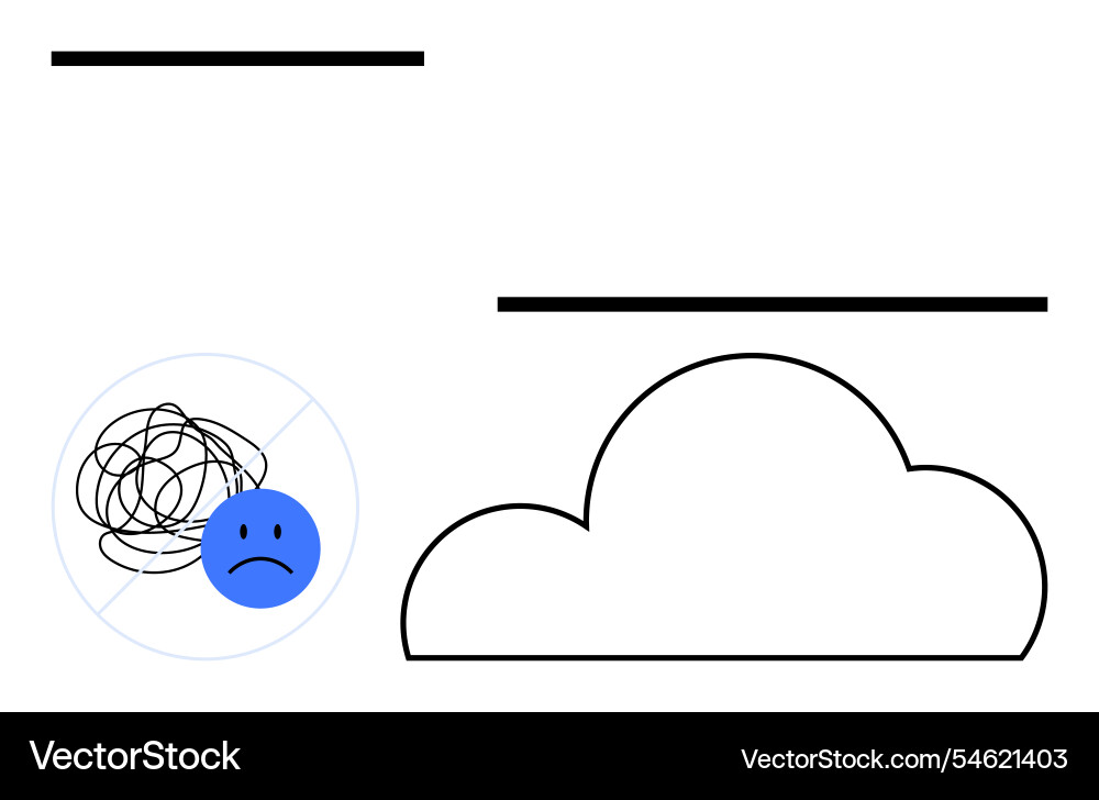 Blue sad face with doodle inside crossed-out Vector Image