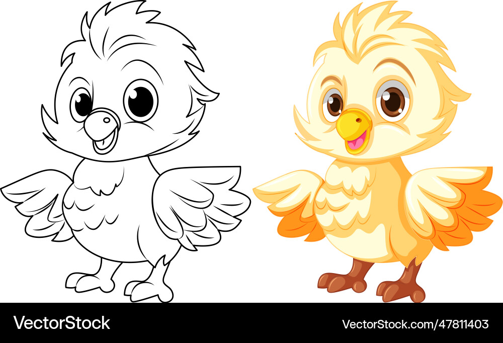 Chick doodle coloring page for children Royalty Free Vector