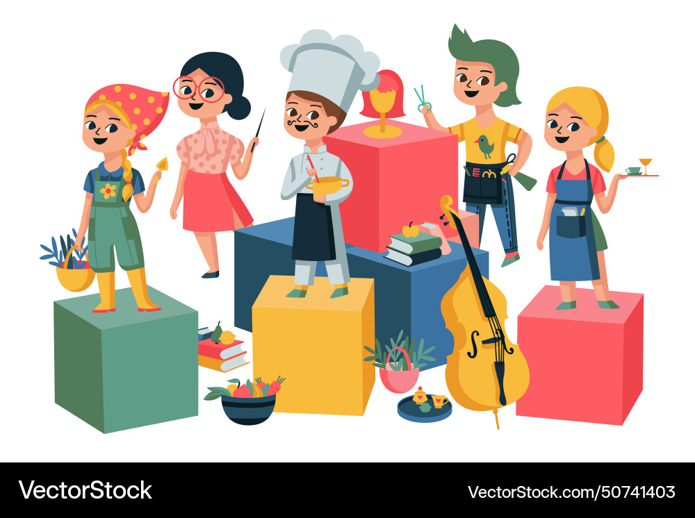 Children future professions composition Royalty Free Vector