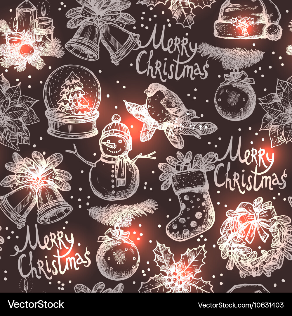 Christmas monochrome sketch seamless pattern Vector Image