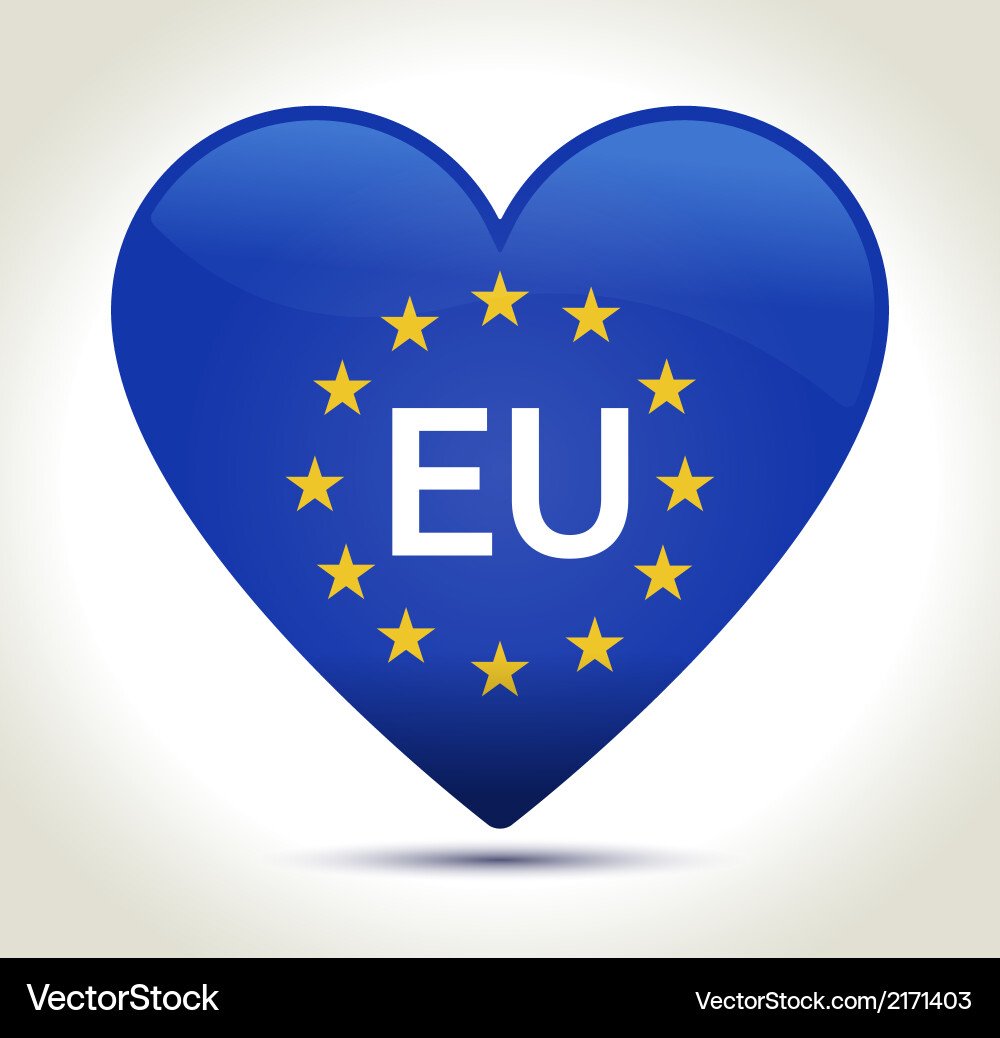 European union flag in heart shape Royalty Free Vector Image