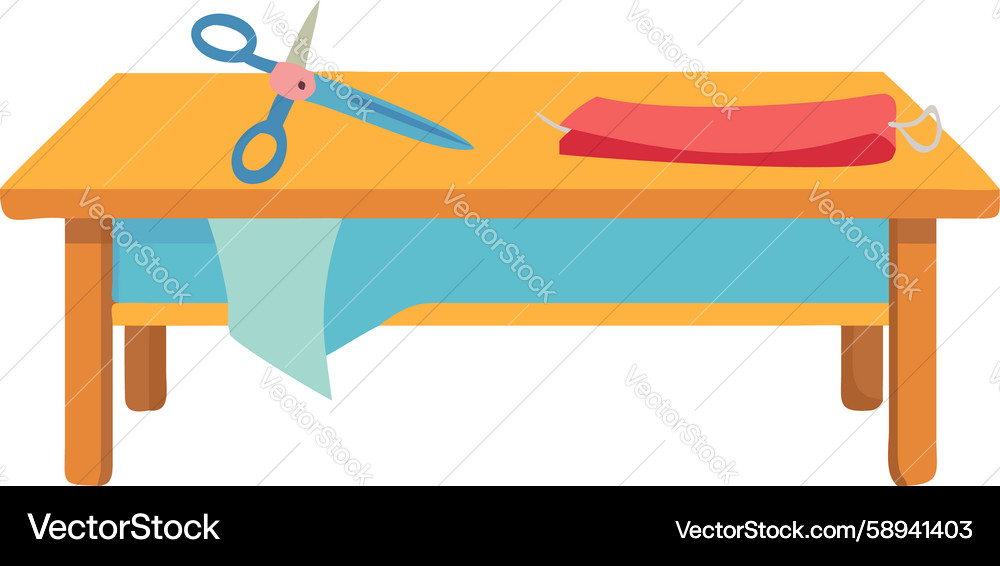 Fabric Cutting Table with Scissors – Royalty-Free Vector | VectorStock