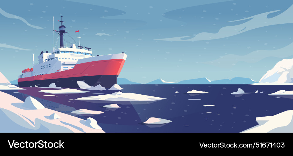 Icebreaker ship navigating through icy waters Vector Image Icebreaker ship navigating through icy waters Vector Image