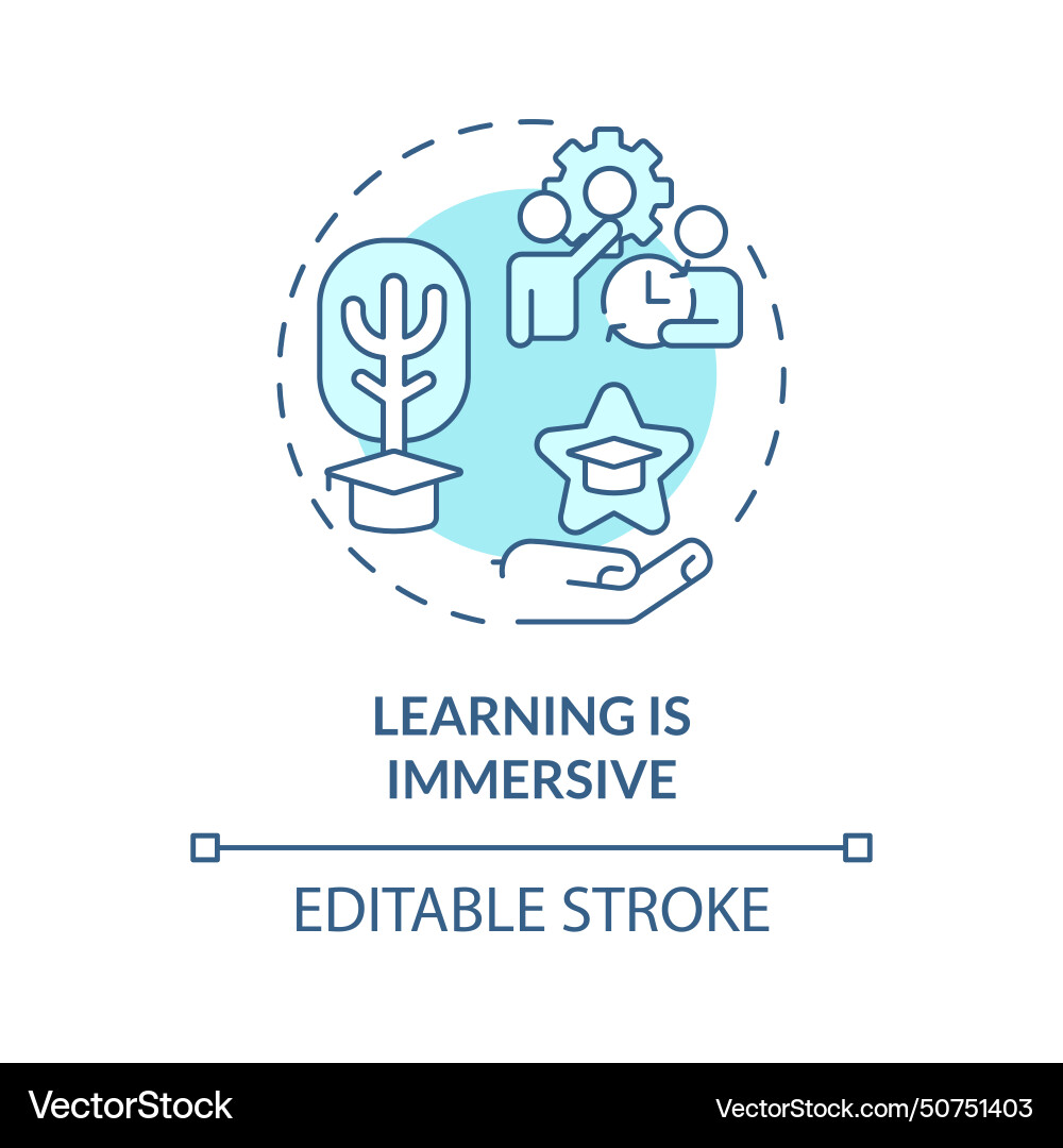 Learning is immersive soft blue concept icon Vector Image
