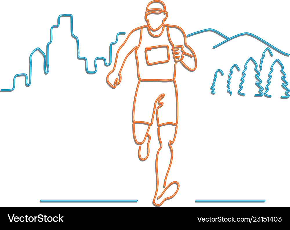 Marathon runner running neon sign Royalty Free Vector Image