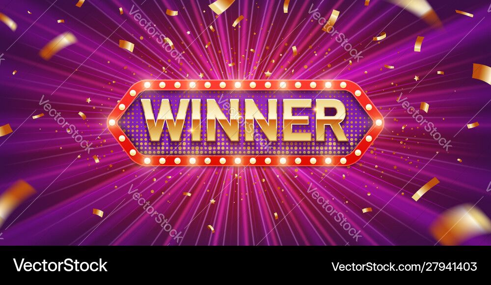 Retro Winner Celebration Banner Royalty Free Vector Image