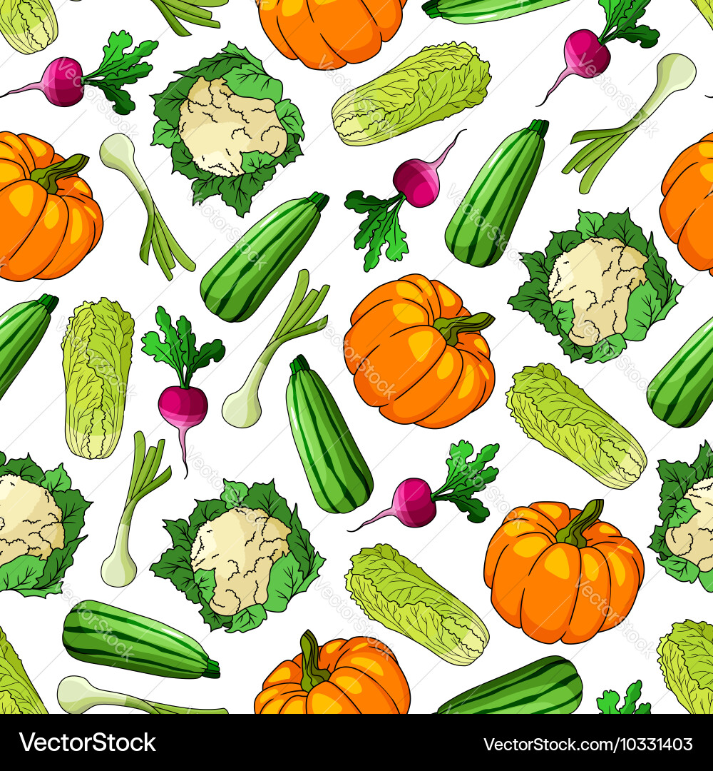Seamless healthy vegetables pattern background Vector Image
